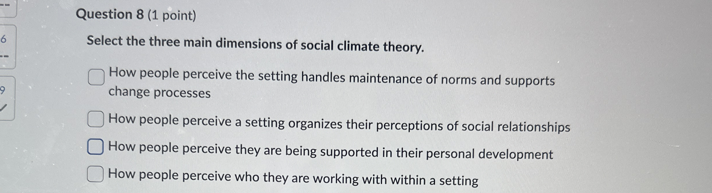 Solved Question 8 (1 ﻿point)Select the three main dimensions | Chegg.com