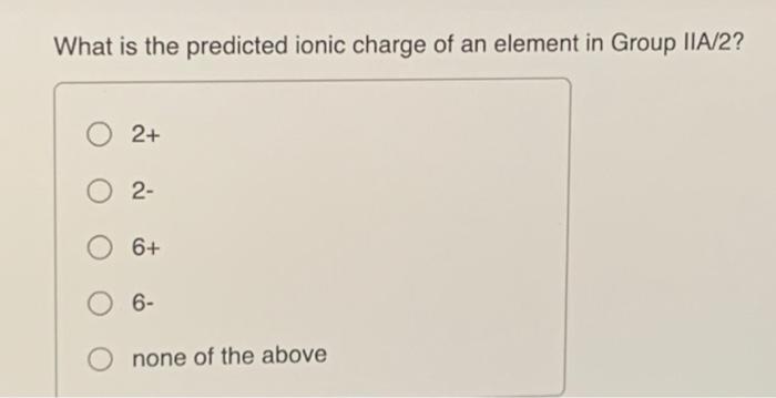 Solved What is the predicted ionic charge of an element in | Chegg.com