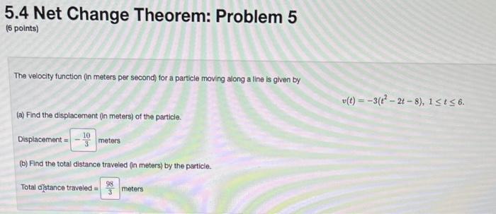 Solved 5.4 Net Change Theorem: Problem 5 (6 points) The | Chegg.com