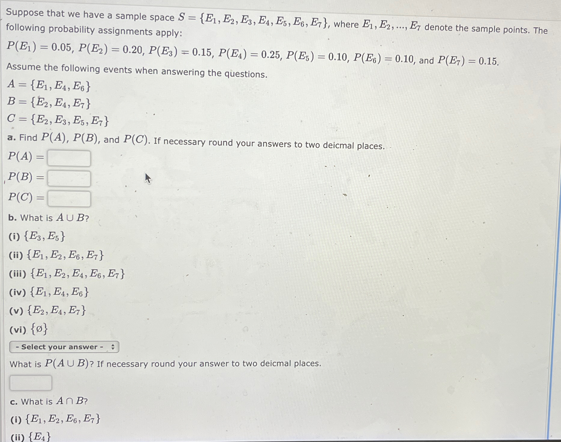 Solved Suppose that we have a sample space | Chegg.com