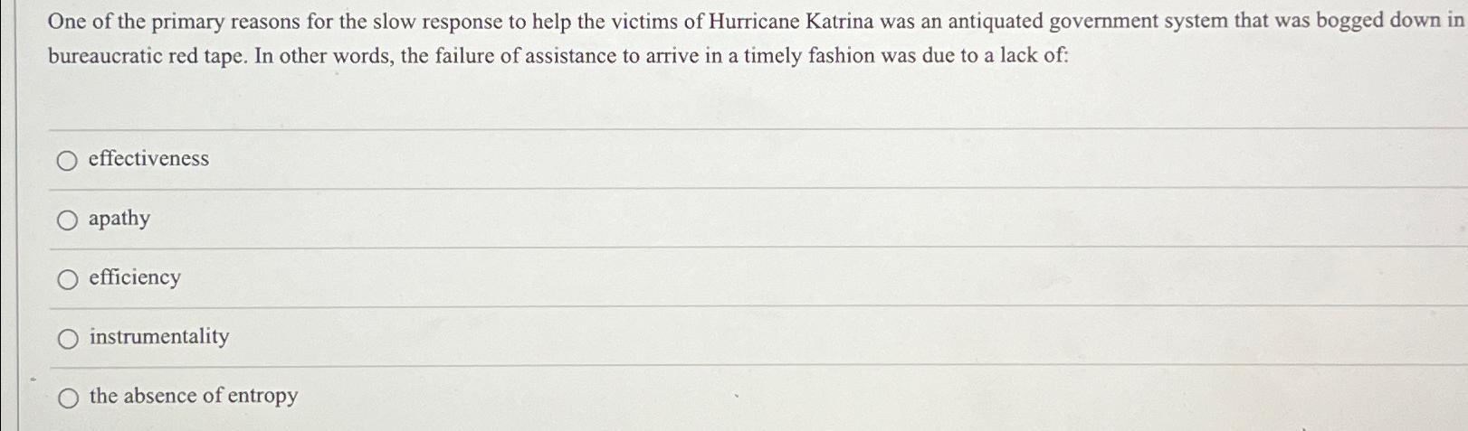 Solved One of the primary reasons for the slow response to | Chegg.com