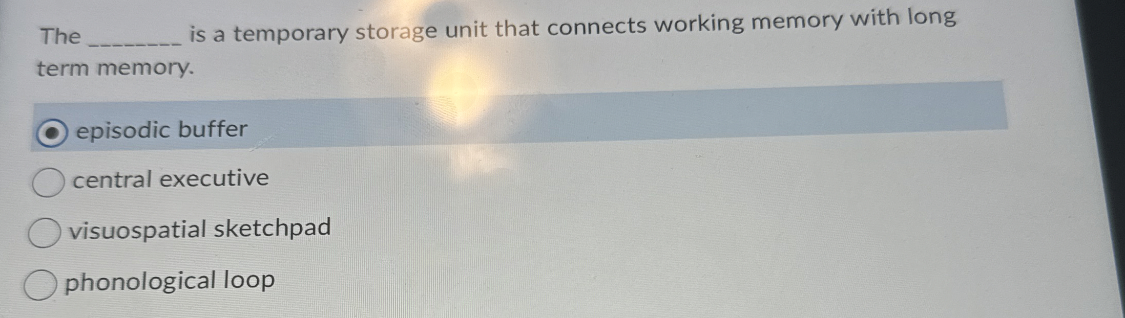 Solved The ﻿is a temporary storage unit that connects | Chegg.com