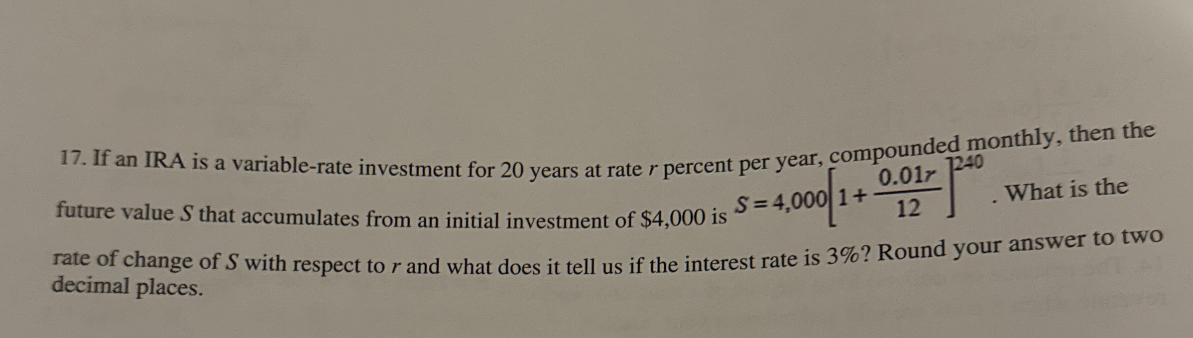 Solved If an IRA is a variable-rate investment for 20 ﻿years | Chegg.com