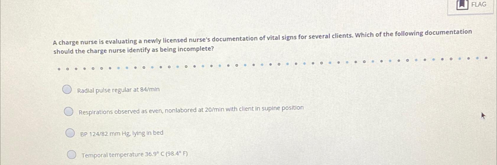 Solved FLAGA charge nurse is evaluating a newly licensed | Chegg.com