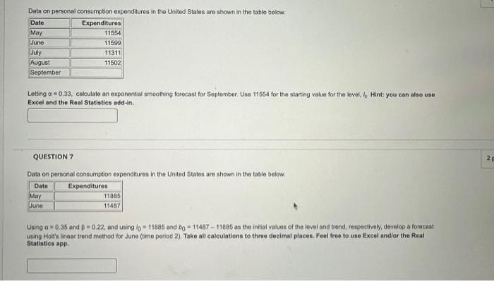 Solved Data on personal consumption expenditures in the | Chegg.com