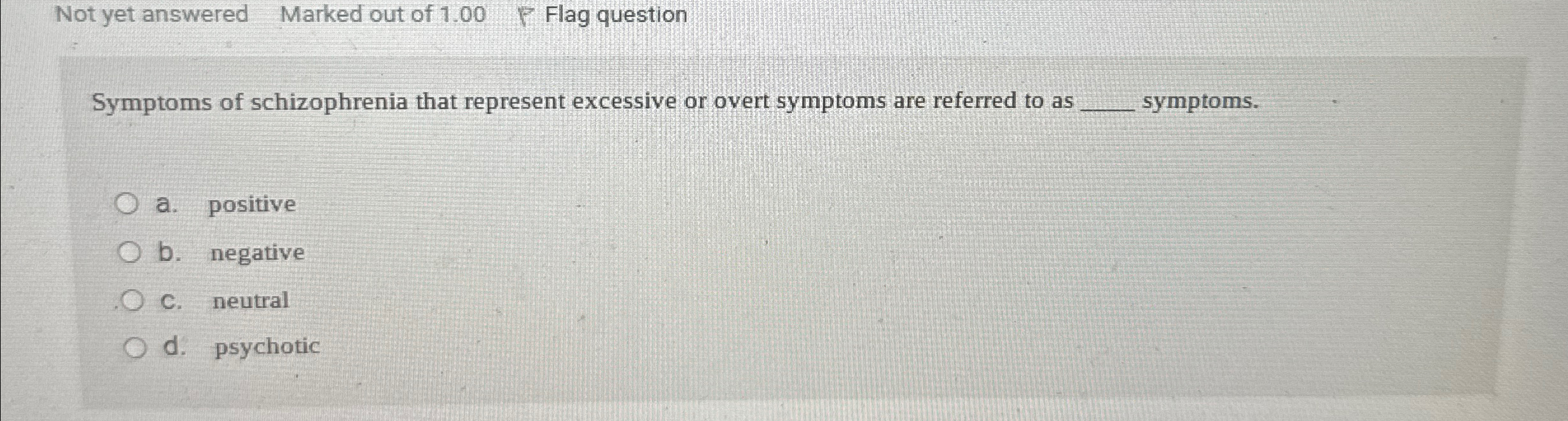 Solved Not yet answeredMarked out of 1.00Flag | Chegg.com
