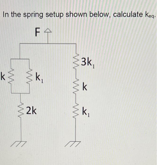 Solved In the spring setup shown below, calculate keq | Chegg.com
