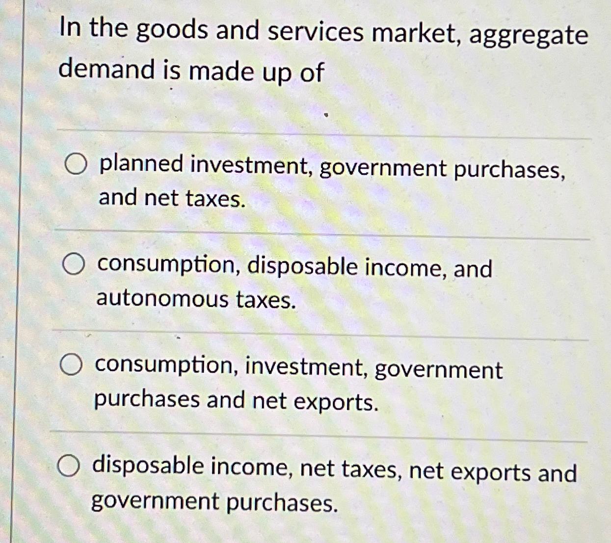 Solved In the goods and services market, aggregate demand is | Chegg.com