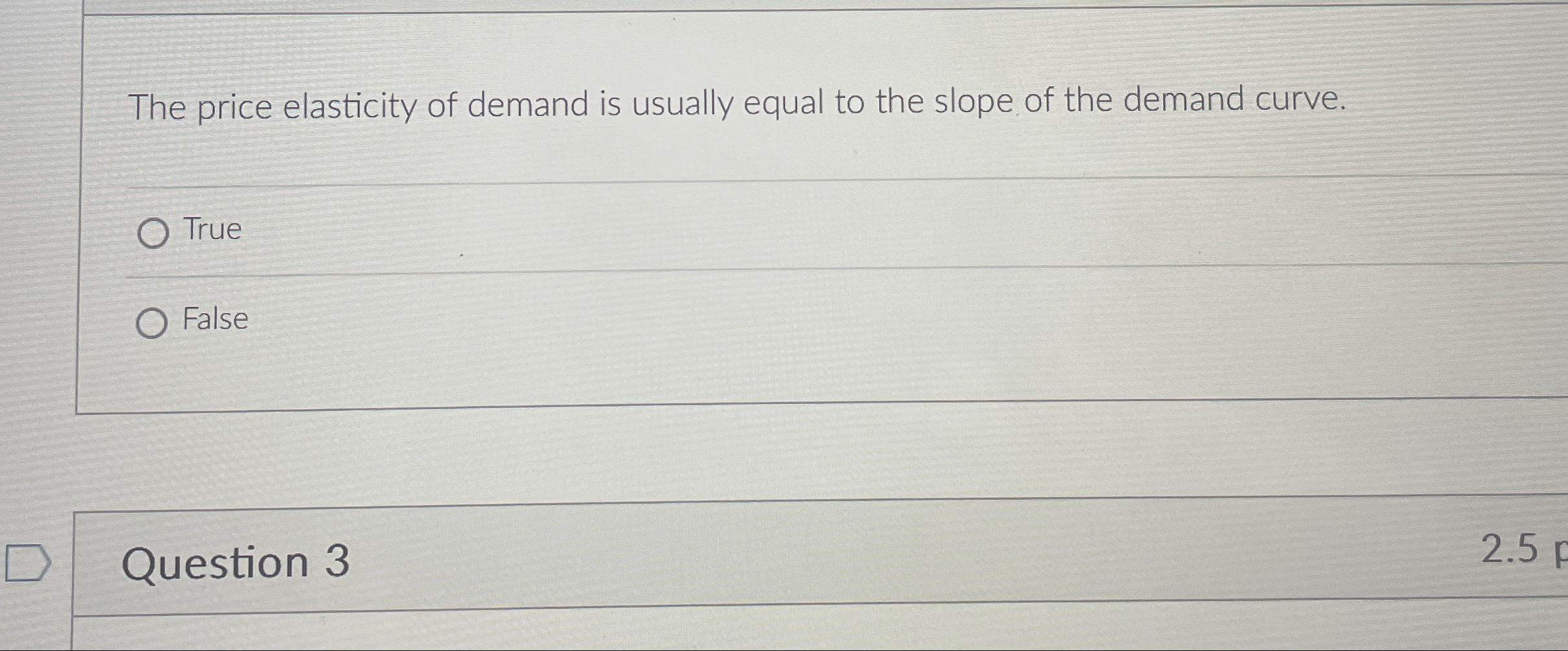 Solved The price elasticity of demand is usually equal to | Chegg.com