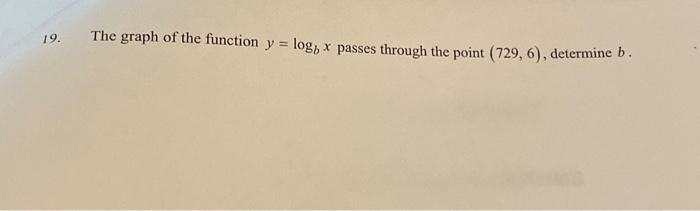 Solved 19. The graph of the function y=logbx passes through | Chegg.com