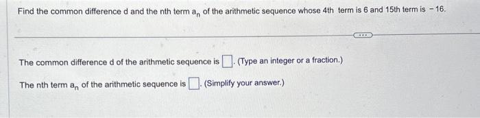 Solved Find the common difference d and the nth term an of | Chegg.com