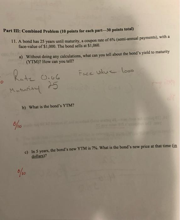 Solved Part III: Combined Problem (10 points for each | Chegg.com