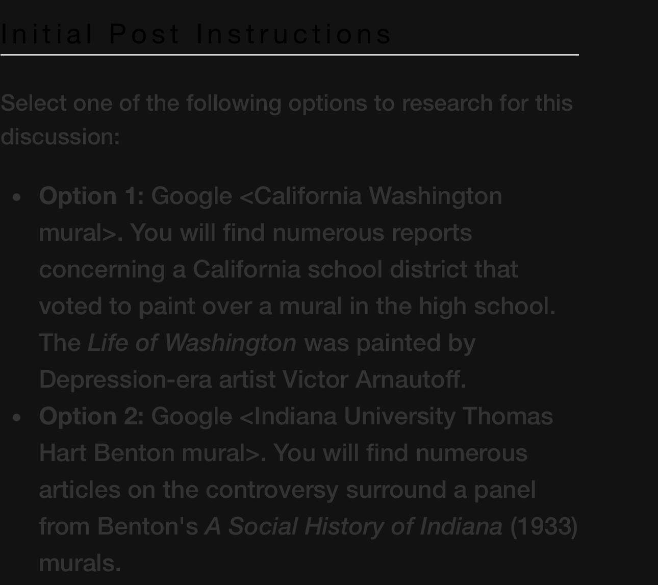 Solved Initial Post Instructionsselect One Of The Following 9192