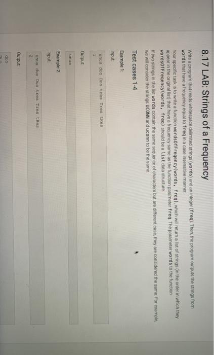 Solved 8.17 LAB: Strings of a Frequency Write a program that | Chegg.com