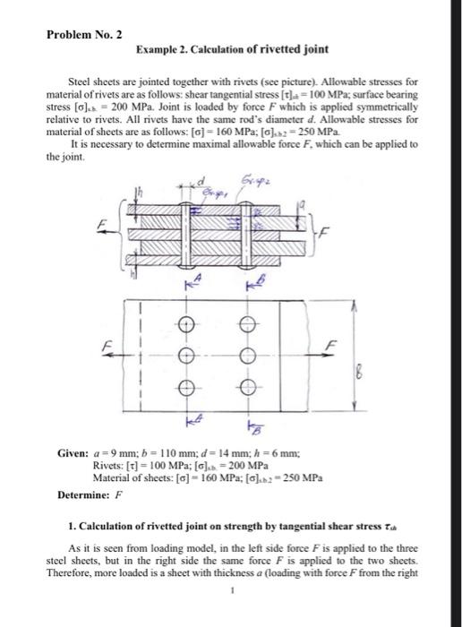 Fig. 1Problem No. 2 Joints of machine elements. | Chegg.com