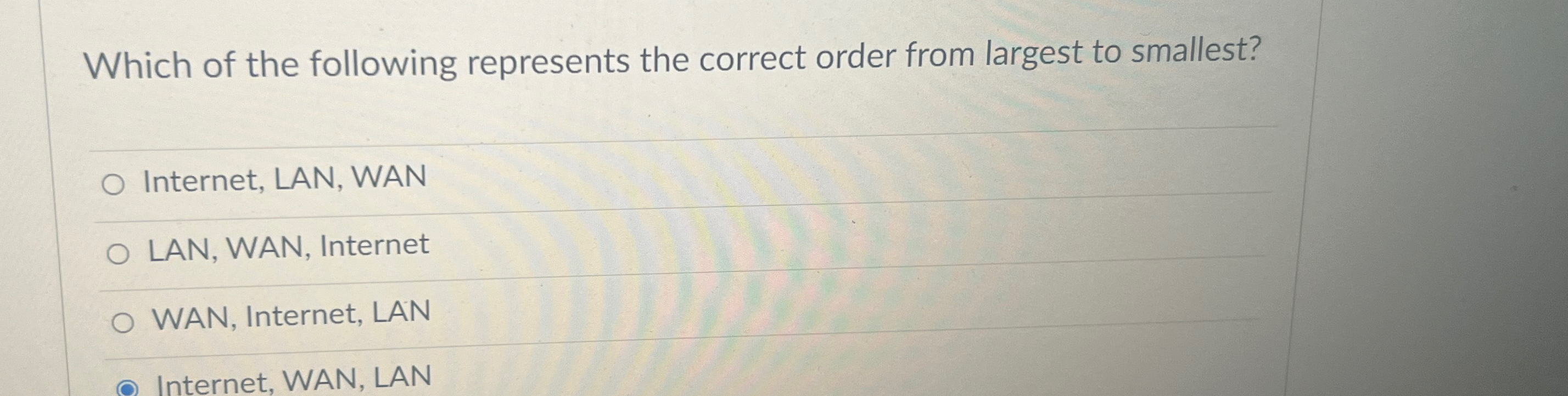 Solved Which of the following represents the correct order | Chegg.com