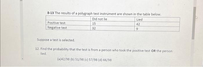 Solved 8-13 The results of a polygraph test instrument are | Chegg.com