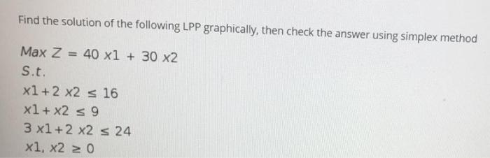 Solved Find the solution Of the following LPP graphically, | Chegg.com