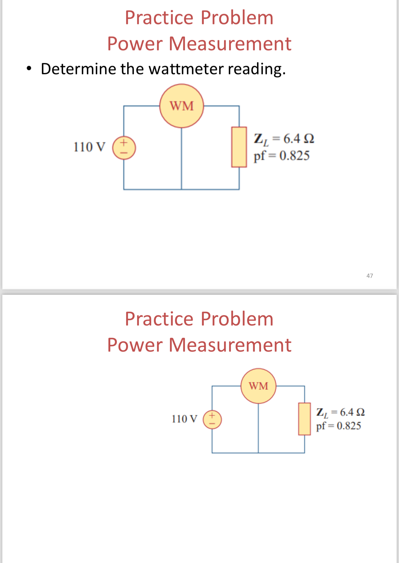 Solved Practice ProblemPower MeasurementDetermine the | Chegg.com