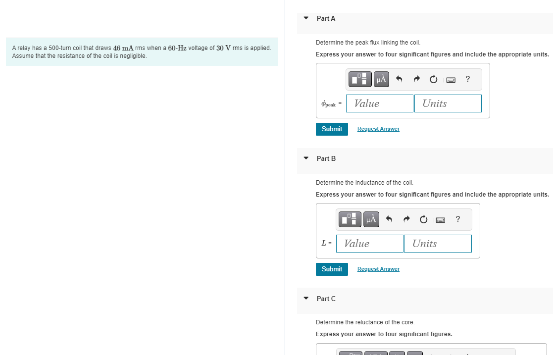 Solved Part AA relay has a 500 -turn coil that draws 46mA | Chegg.com