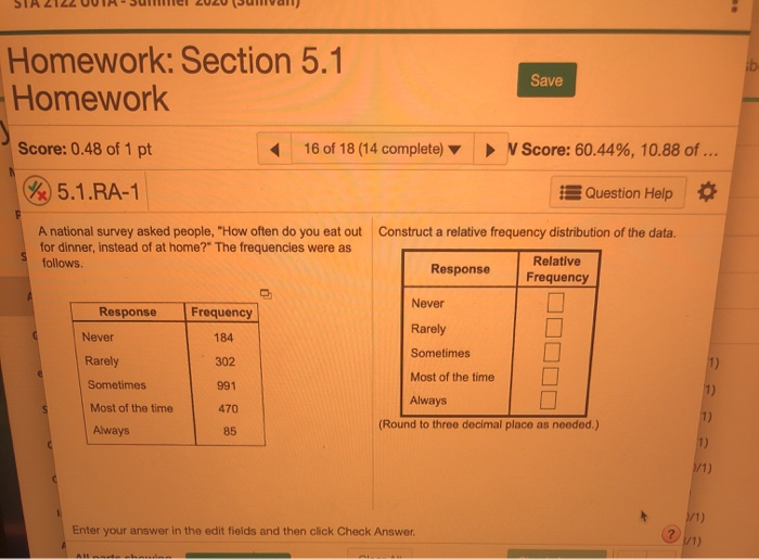 Solved Homework Section 5 1 Homework Save Score 0 48 Of 1