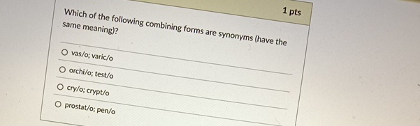 1 ﻿ptsWhich of the following combining forms are | Chegg.com