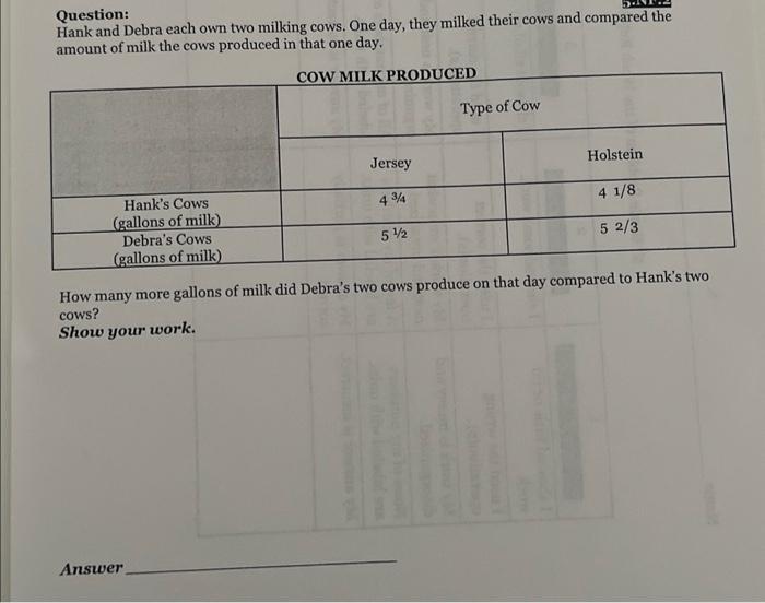 Solved Hank and Debra each own two milking cows. One day, | Chegg.com