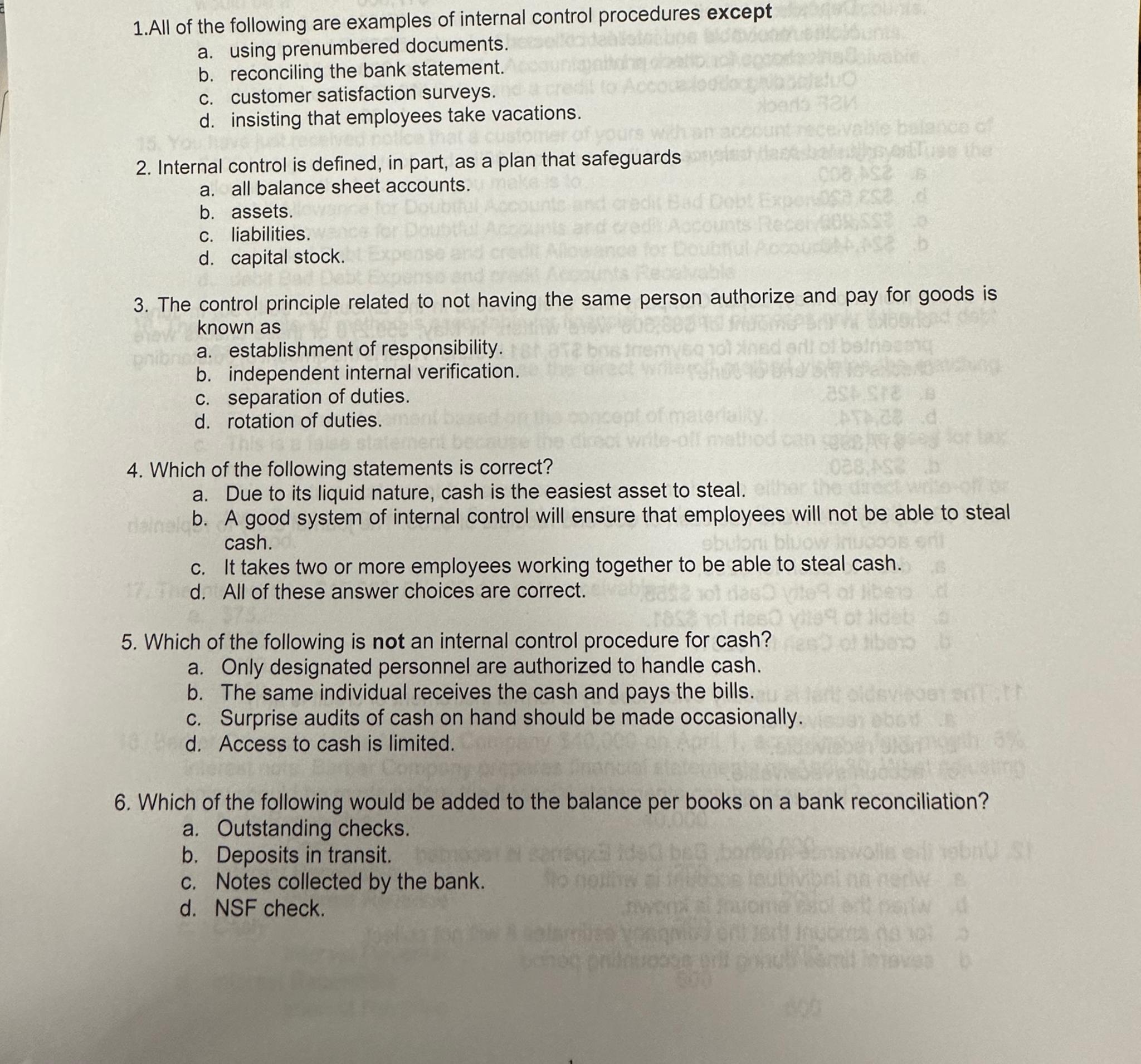 Solved 1.All of the following are examples of internal | Chegg.com