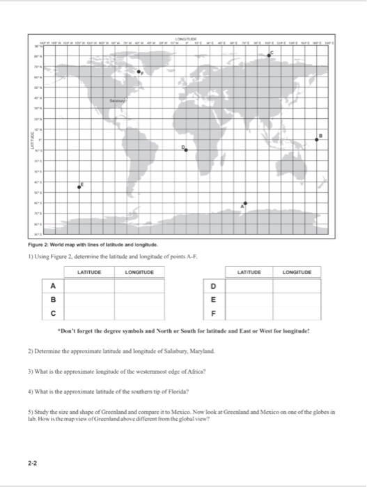 World Map With Longitude And Latitude Worksheet