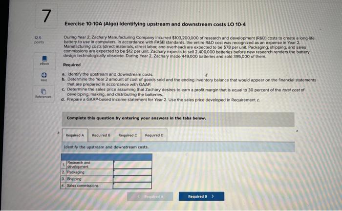 Solved Exercise 10-10A (Algo) Identifying upstream and | Chegg.com