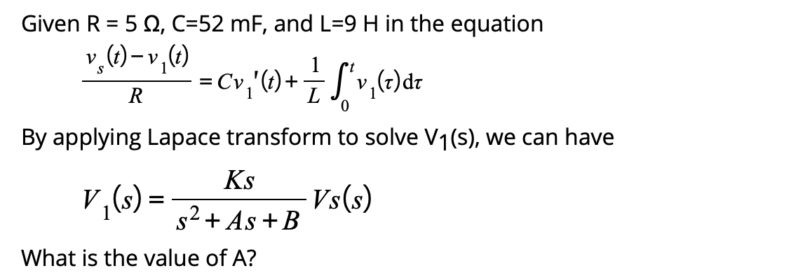 Solved Given R=5Ω,C=52mF, ﻿and L=9H in ﻿the | Chegg.com