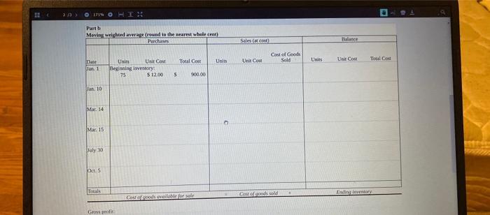 Part b Moving wrighted average (round to the aearest | Chegg.com