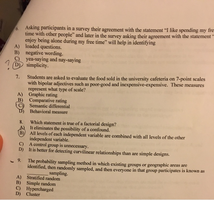 Solved 6. Asking participants in a survey their agreement | Chegg.com