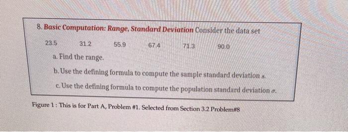 Solved 8 Basic Computation Range Standard Deviation 