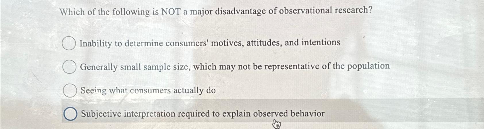 Solved Which of the following is NOT a major disadvantage of | Chegg.com