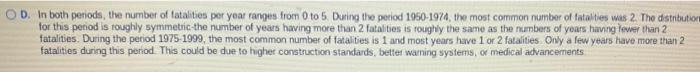 Solved The parallel dot plots show the number of fatalities | Chegg.com
