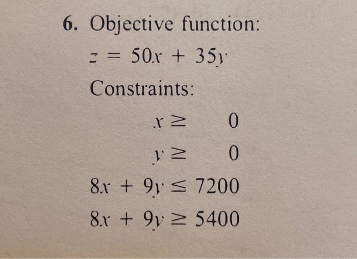 Solved 6 Objective Function Z 50x 35y Constraints