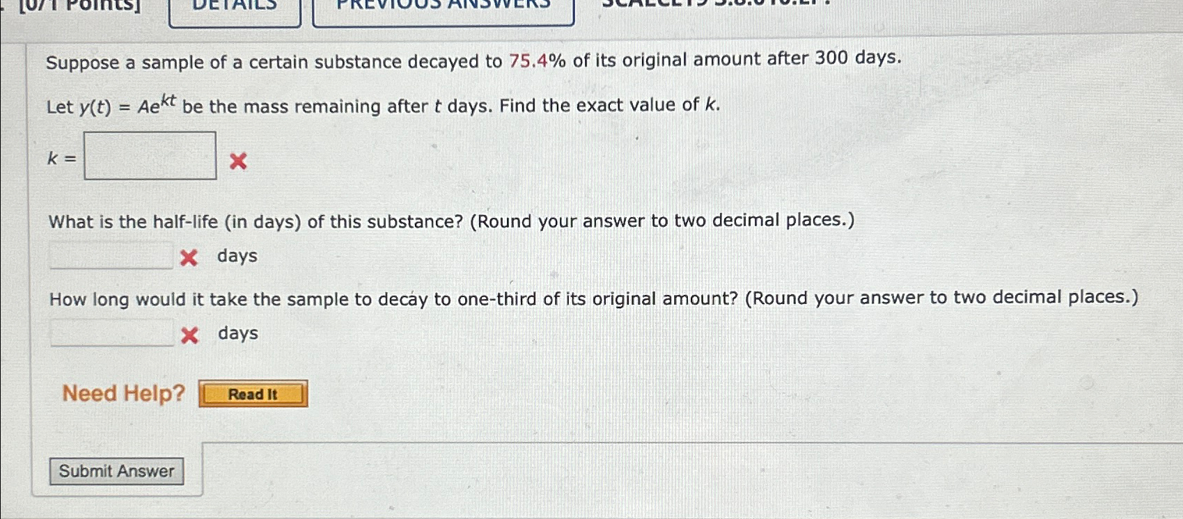 Solved Suppose a sample of a certain substance decayed to | Chegg.com