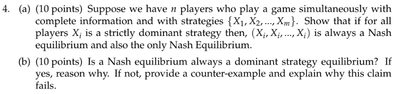 Solved (a) (10 ﻿points) ﻿Suppose we have n ﻿players who play | Chegg.com
