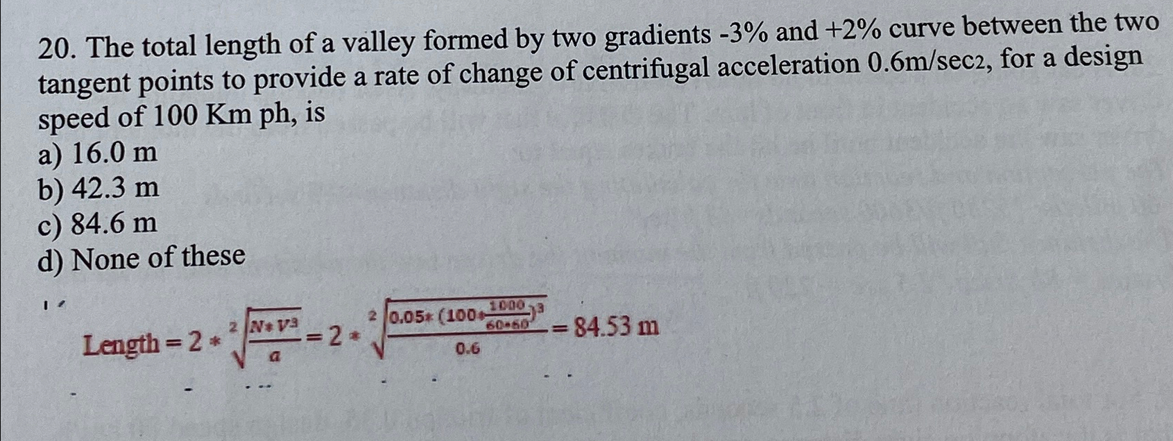 Solved The total length of a valley formed by two gradients | Chegg.com