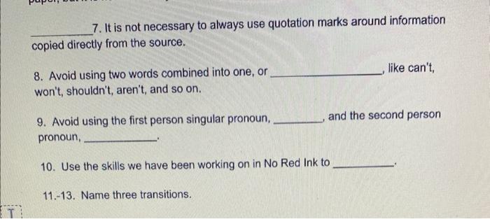 7. It is not necessary to always use quotation marks | Chegg.com