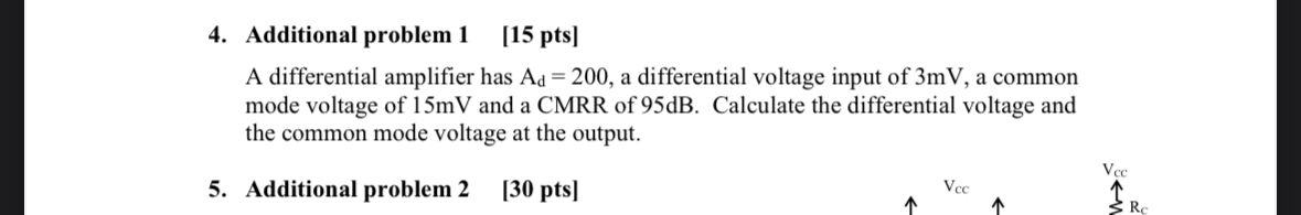 Solved Additional problem 1[15 ﻿pts]A differential amplifier | Chegg.com
