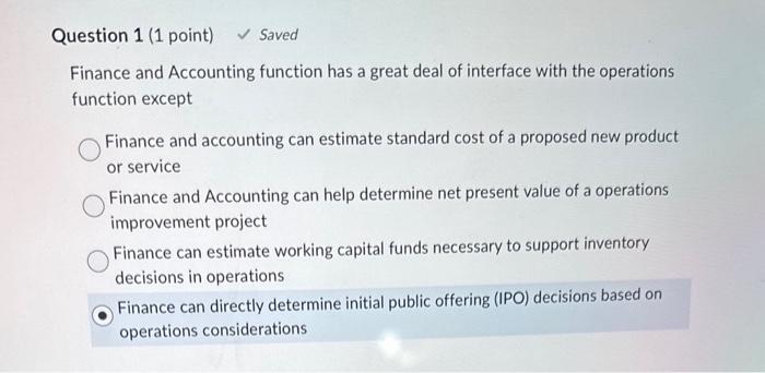 Solved Finance and Accounting function has a great deal of | Chegg.com