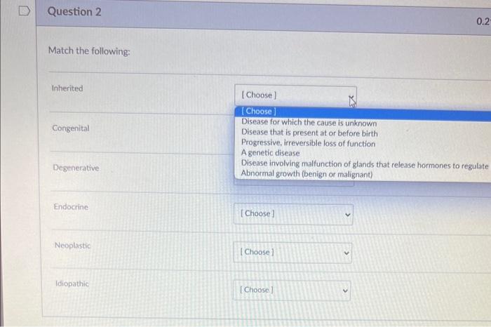 Solved Match the following: Inherited Congenital | Chegg.com