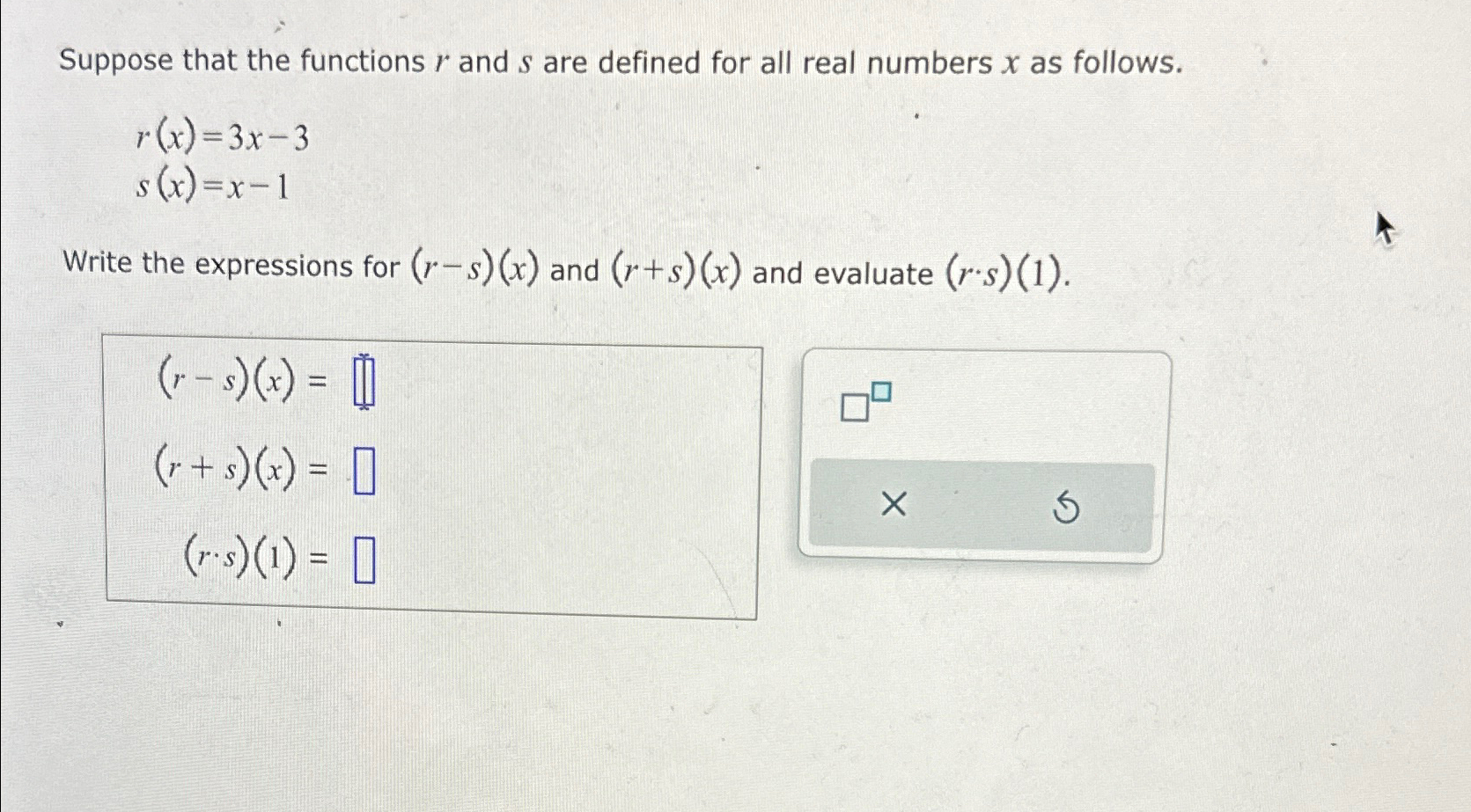 Solved Suppose that the functions r ﻿and s ﻿are defined for | Chegg.com
