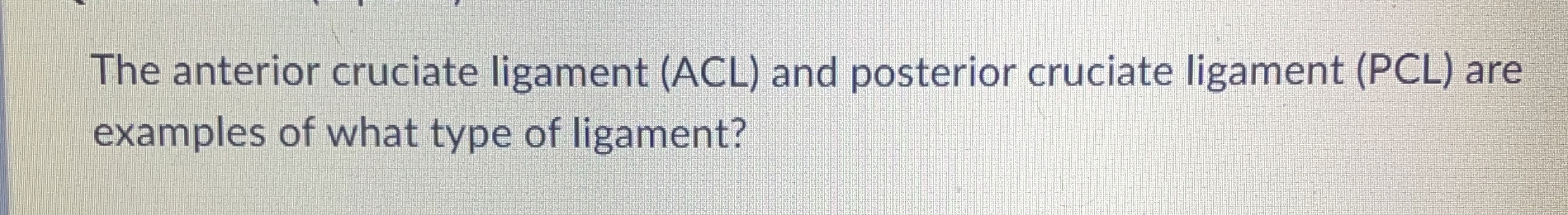 Solved The anterior cruciate ligament (ACL) ﻿and posterior | Chegg.com