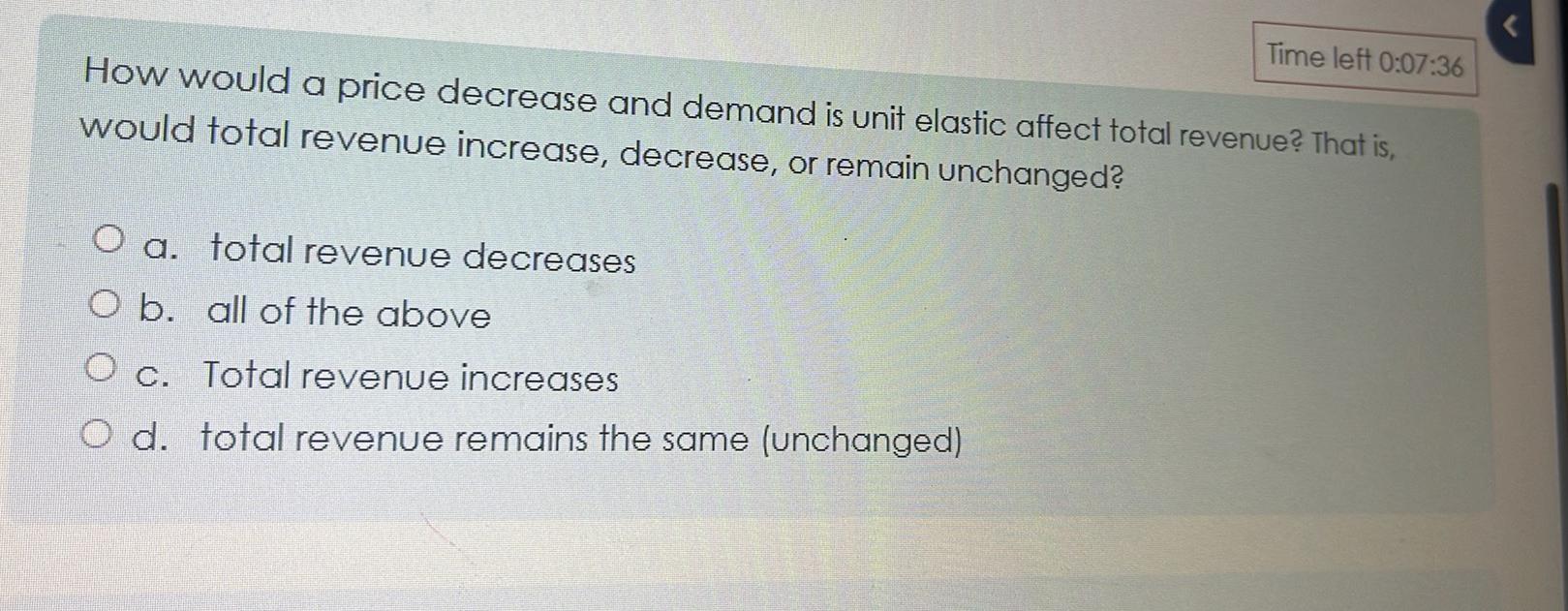 Solved How would a price decrease and demand is unit elastic | Chegg.com