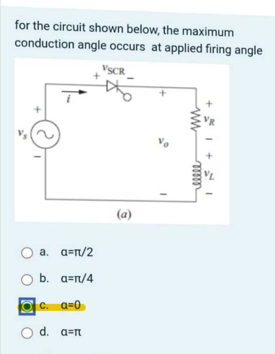 Solved for the circuit shown below, the maximum conduction | Chegg.com