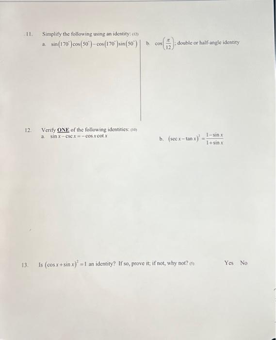 Solved answer all plz11. 12. 13. Simplify the following | Chegg.com