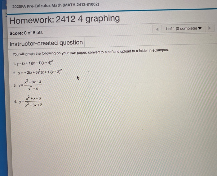 Solved 2020FA Pre-Calculus Math (MATH-2412-81002) Homework: | Chegg.com